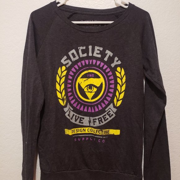 Society Clothing | Tops | Society Clothing Womens Long Sleeve Graphic T ...